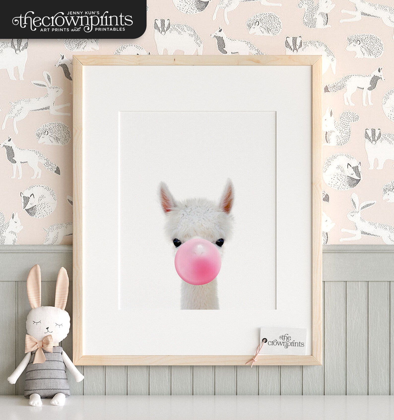 Alpaca Print DIGITAL DOWNLOAD Animals With Bubble Gum - Etsy