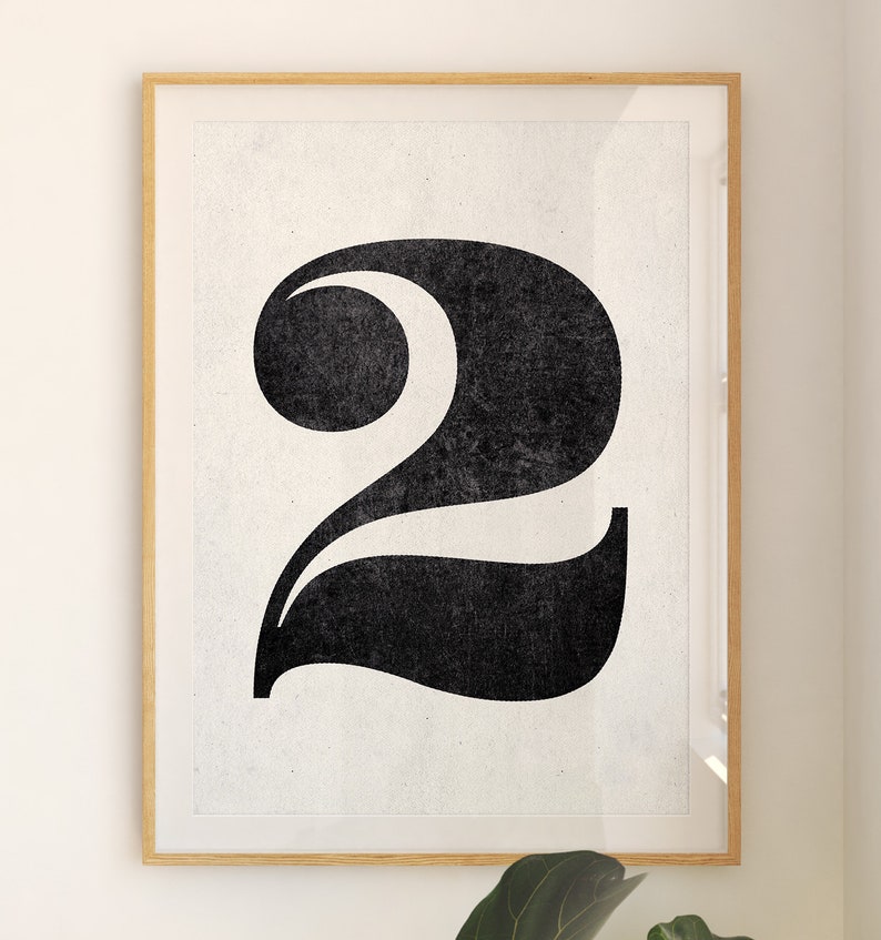 Signo número 2, Impresiones numéricas, Arte IMPRIMIBLE, Arte en blanco ...