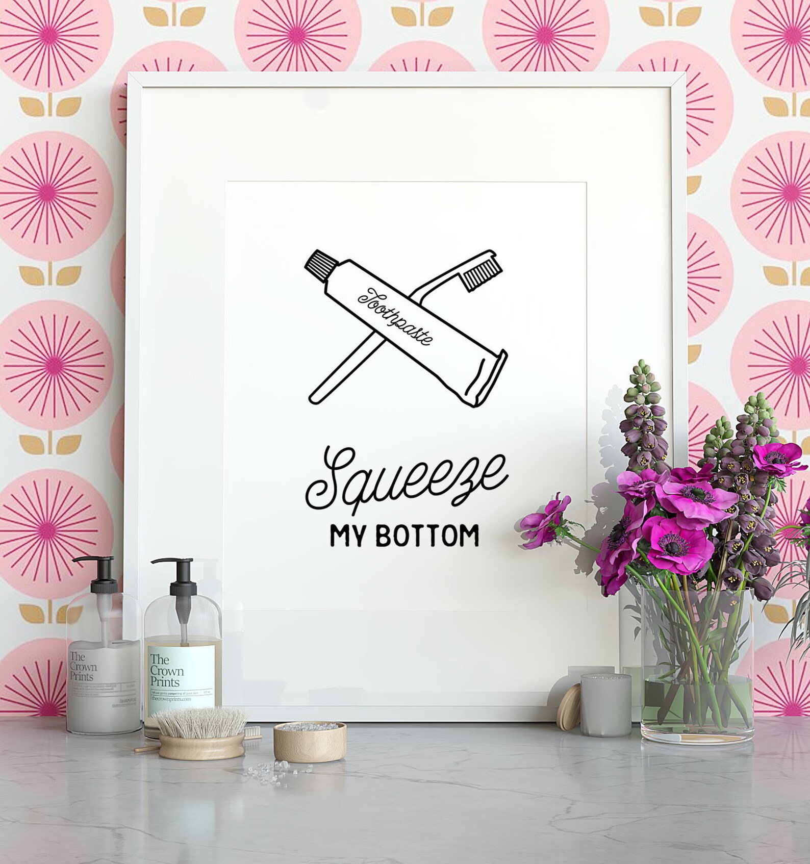 Squeeze My Bottom, Funny Bathroom Print, PRINTABLE Art, Bathroom Sign ...