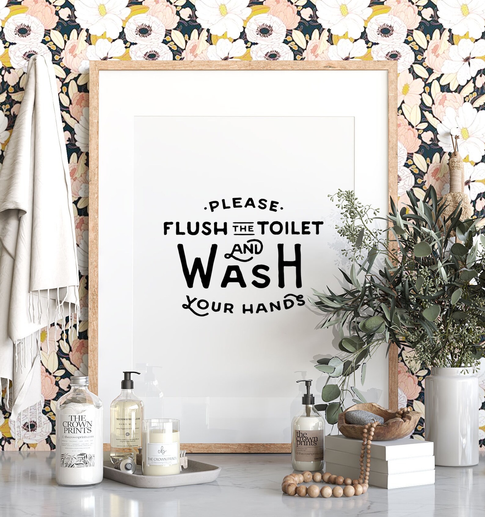 Flush Sign Bathroom Wall Art PRINTABLE Art Flush Toilet - Etsy