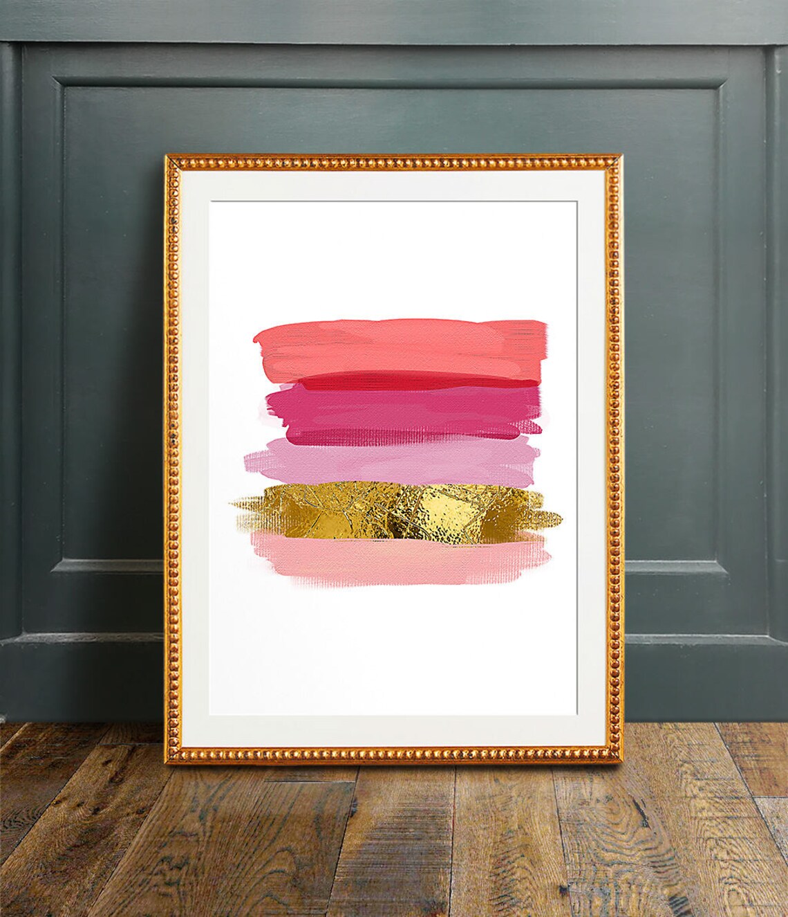 Pink and Gold Art PRINTABLE Art Brushstroke Art Wall Art - Etsy Australia