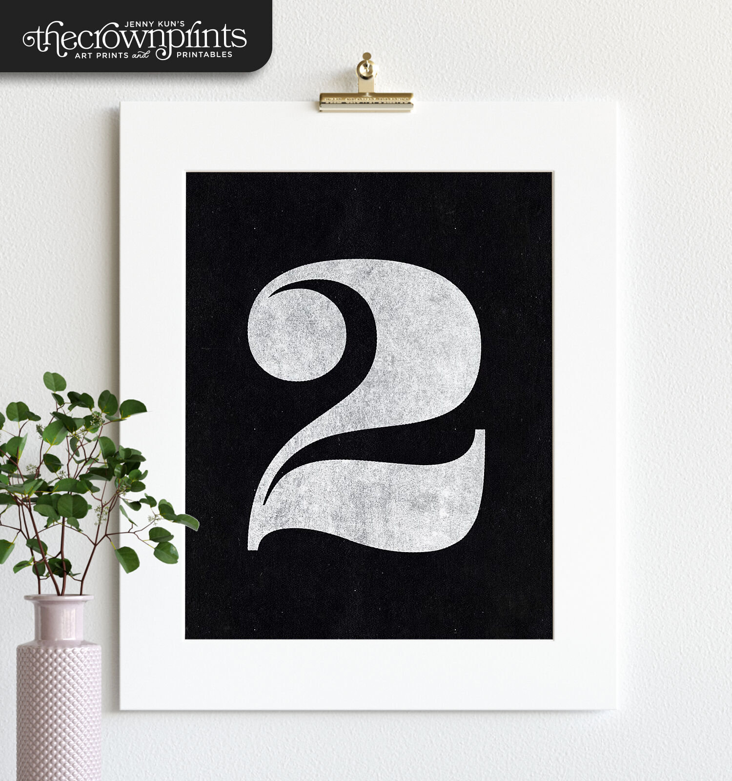 Number Two 2 SHIPPED print Black and white wall art Modern | Etsy