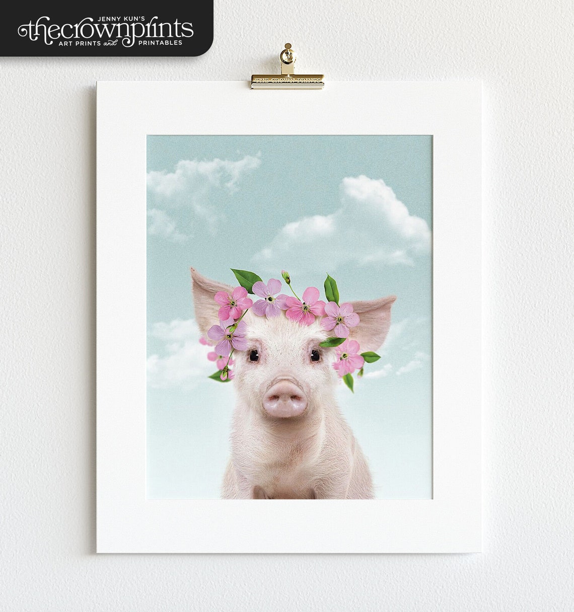 Boho Nursery Decor PRINTABLE ART Pig With Flower Crown - Etsy