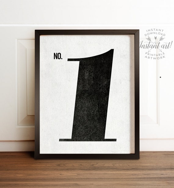 Number 1 sign Number prints PRINTABLE art Black and white | Etsy