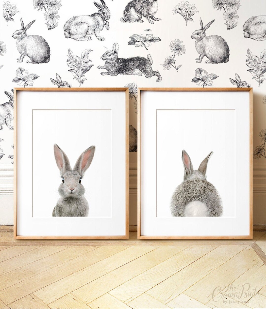 Set of 2 Bunny Prints, PRINTABLE Wall Art, the Crown Prints, Nursery ...
