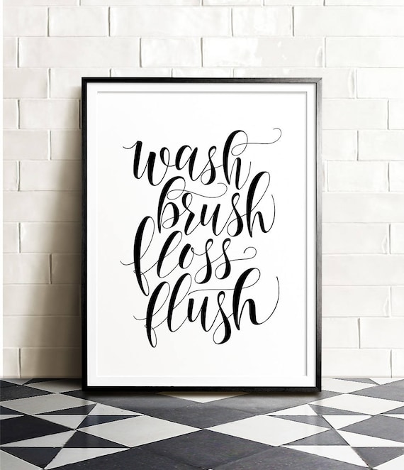 Wash Brush Floss Flush Kids Bathroom Art PRINTABLE Art | Etsy