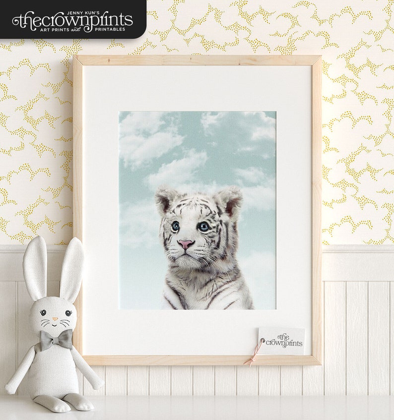 Baby White Tiger Print Animal Prints PRINTABLE ART Jungle | Etsy