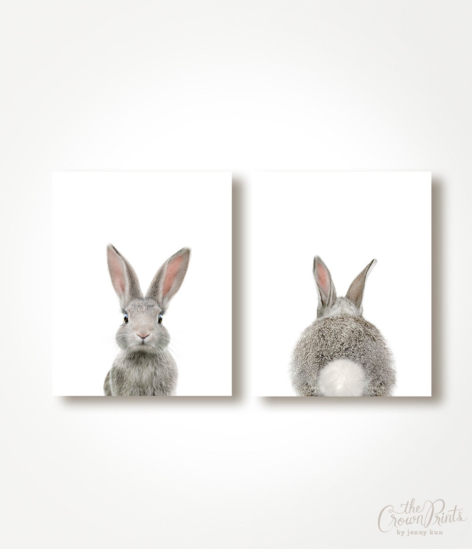 Set of 2 Bunny Prints PRINTABLE Wall Art the Crown Prints | Etsy UK