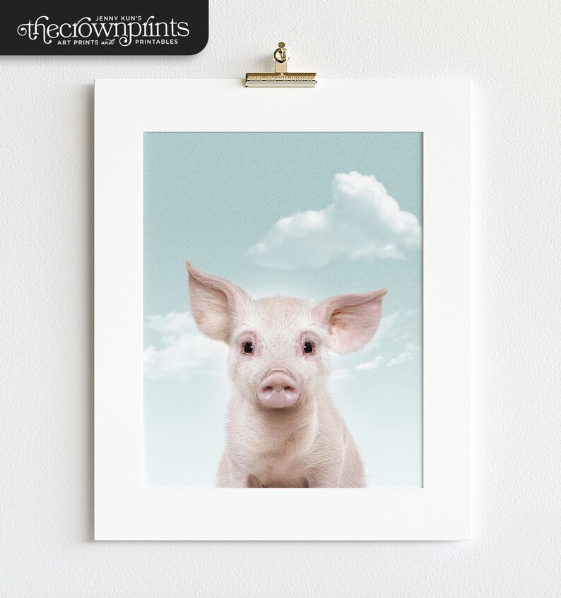Pig Print Farm Animals PRINTABLE ART the Crown Prints Baby - Etsy