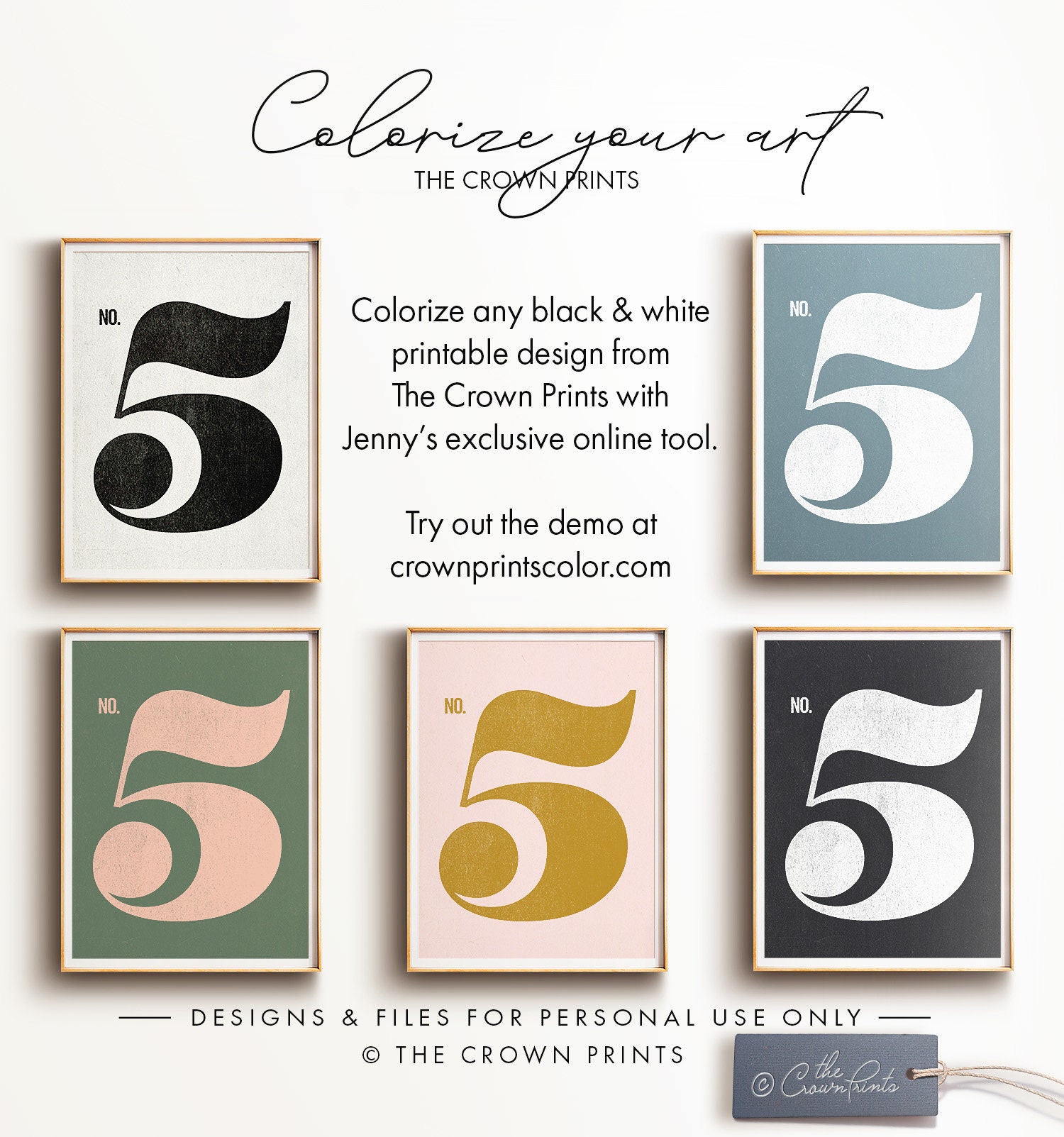 Number 5 Sign Number Prints PRINTABLE Wall Art Black and | Etsy