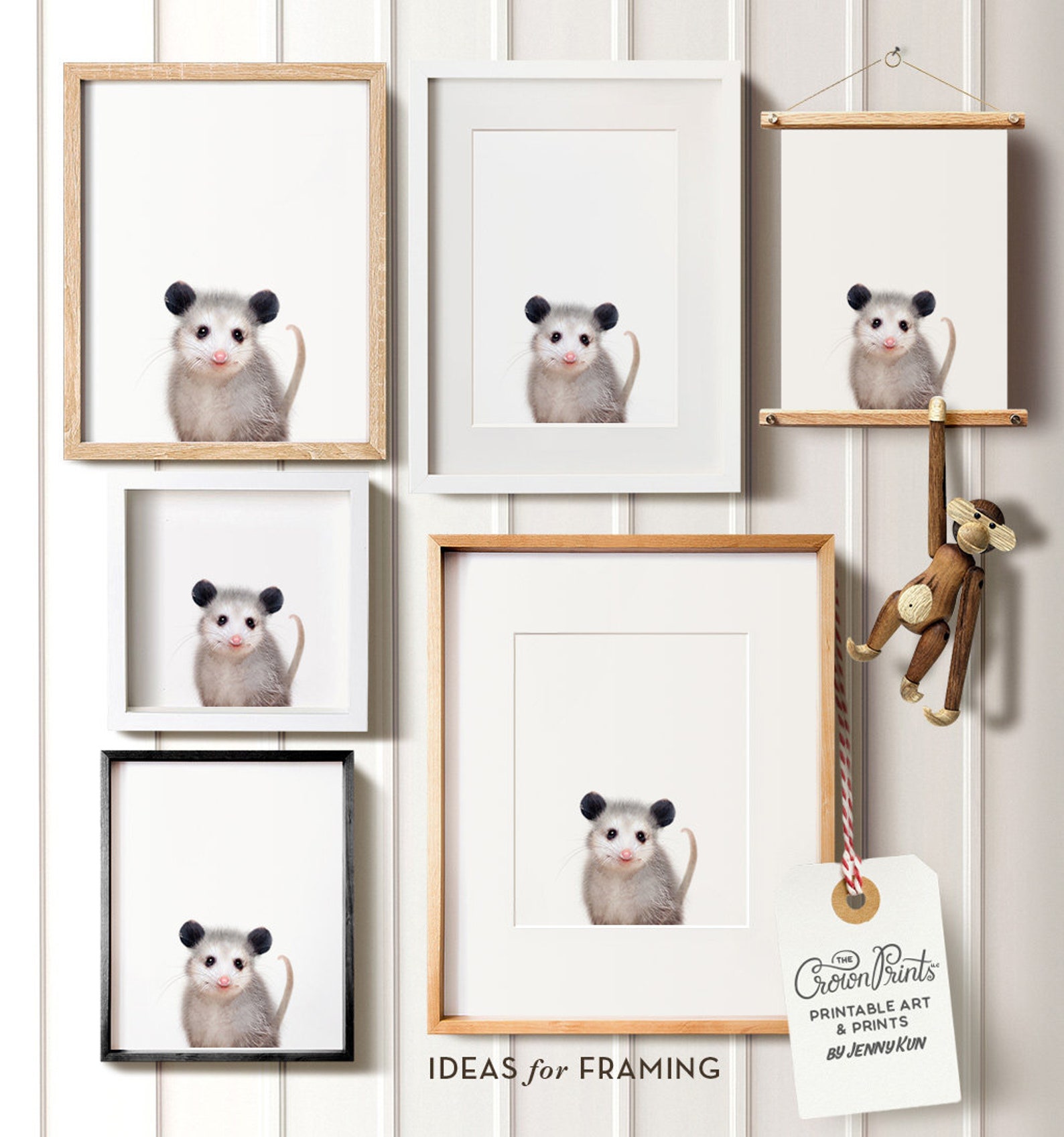 Opossum Print Woodland Nursery Decor the Crown Prints Baby - Etsy Denmark