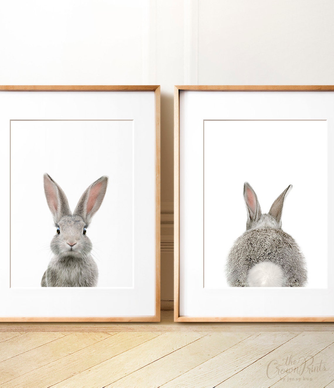 Set of 2 bunny prints PRINTABLE wall art The Crown Prints | Etsy