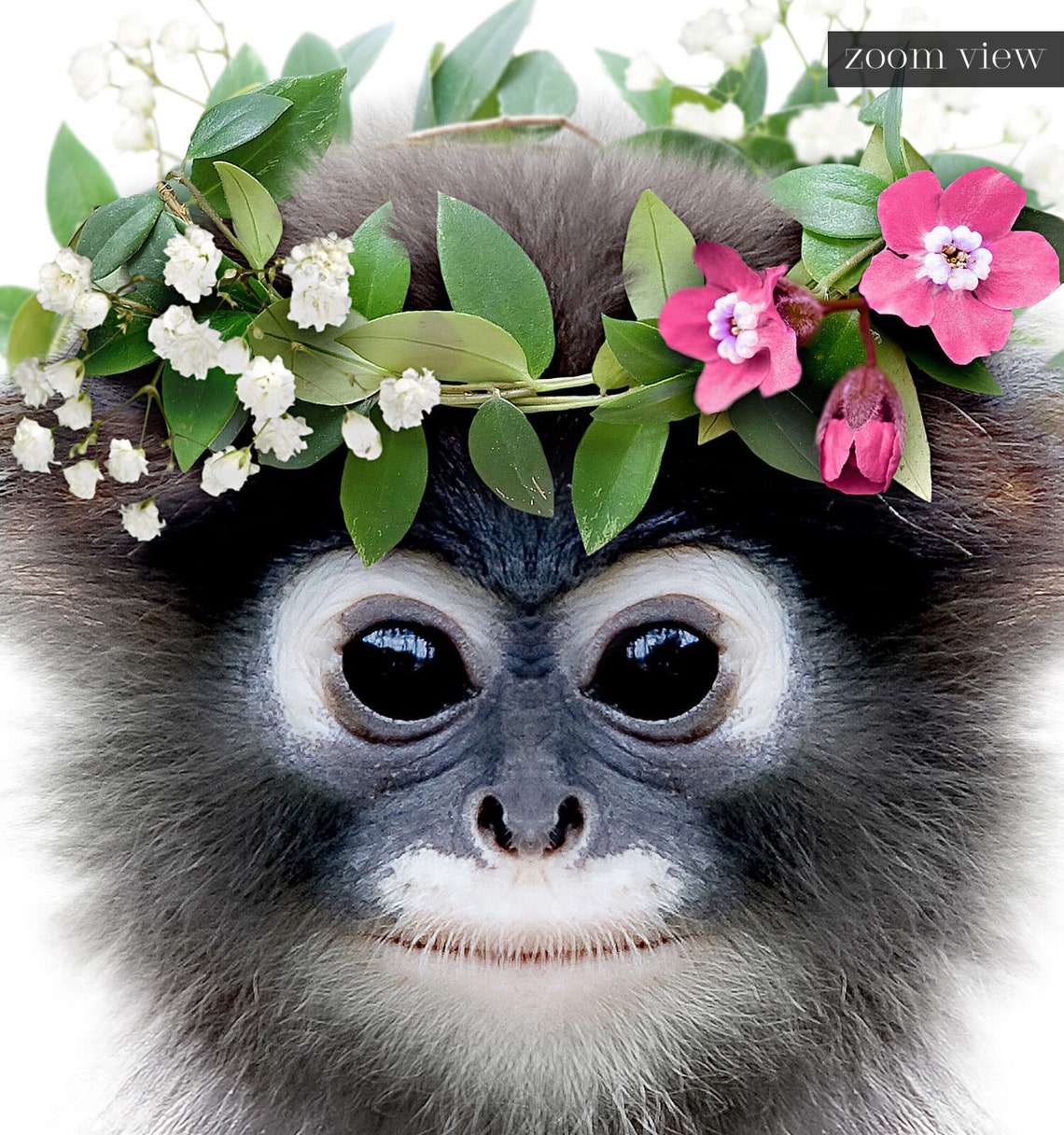 Monkey With Flower Crown PRINTABLE Nursery Girls Room Decor | Etsy