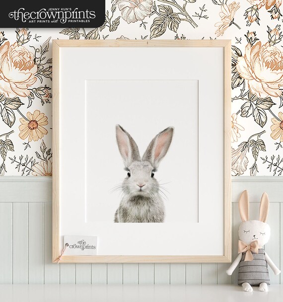 Rabbit Wall Art Print PRINTABLE Art Animal Print Nursery | Etsy
