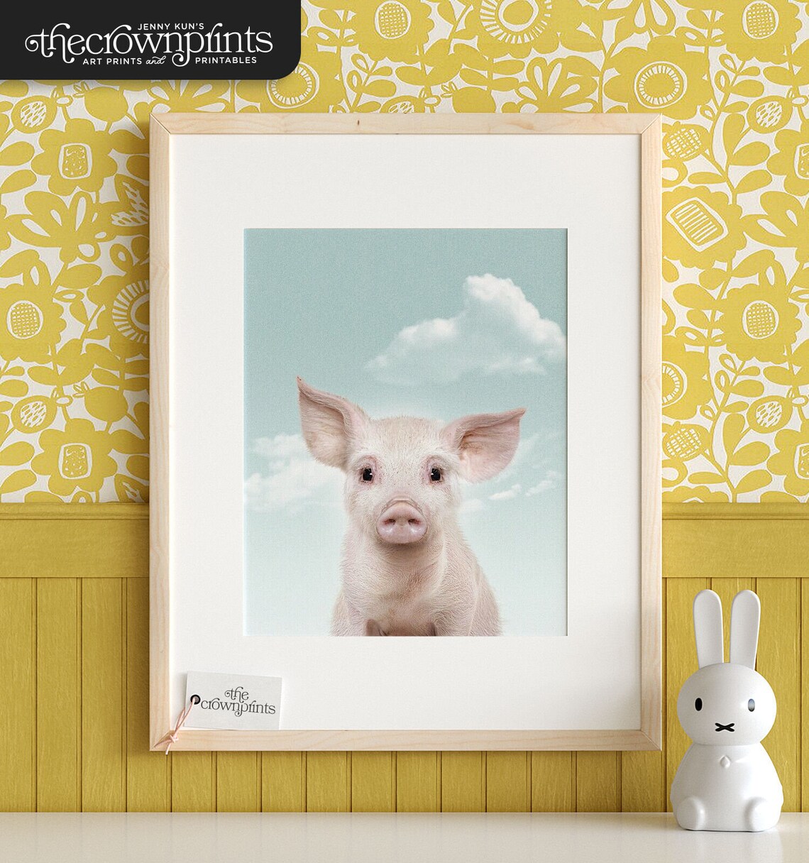 Pig Print Farm Animals PRINTABLE ART the Crown Prints Baby - Etsy
