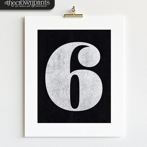 Number Six 6 PRINTABLE Art, Black and White Wall Art, Modern Decor ...