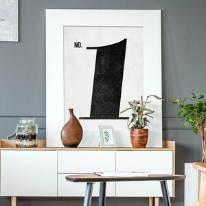 Number 1 Sign, Number Prints, PRINTABLE Art, Black and White Art ...