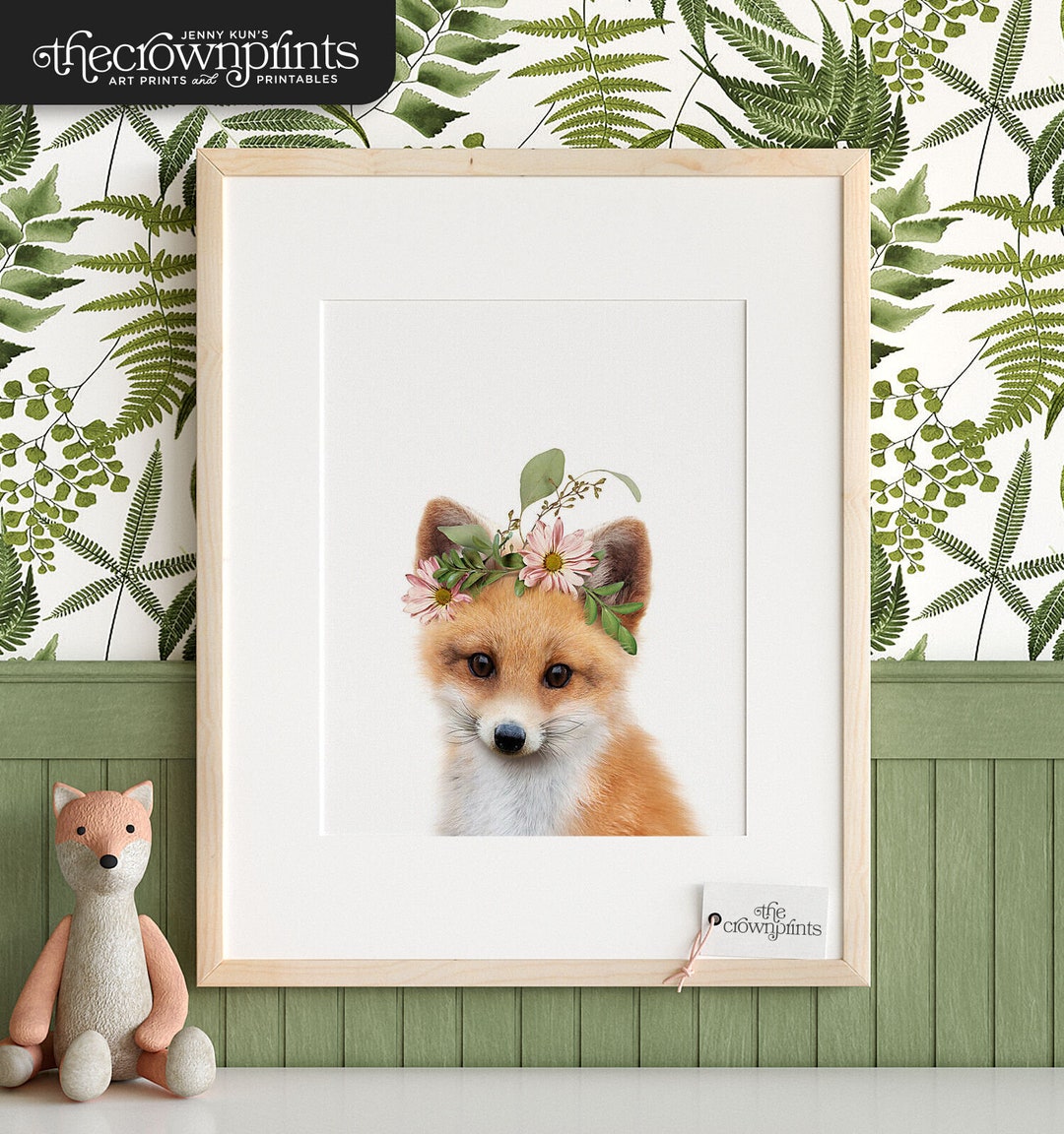 Fox PRINTABLE Art, Fox With Flowers, the Crown Prints, Flower Crown ...