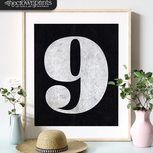 Number Nine 9 PRINTABLE Art, Black and White Wall Art, Modern Decor ...