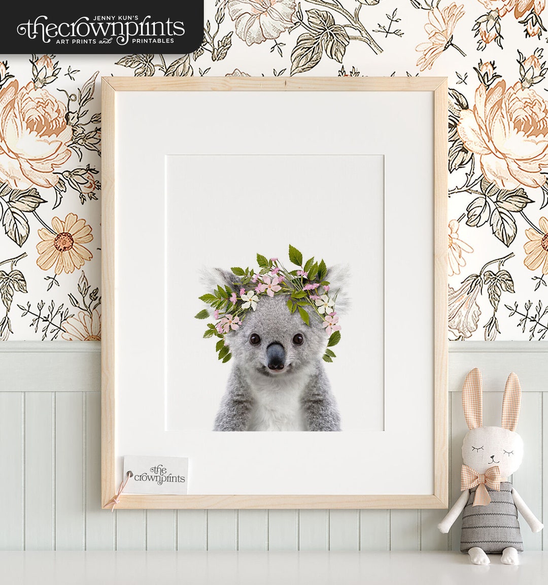 Koala Print, PRINTABLE Art, Animals With Flower Crowns, Baby Animal ...