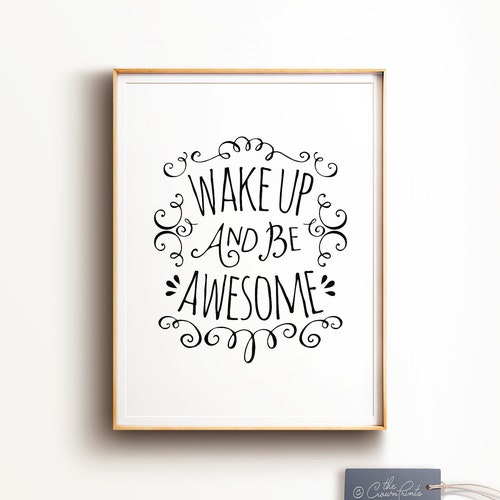 Wake up and Be Awesome Print Motivational Poster Teen Room | Etsy