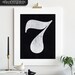 Number Seven 7 SHIPPED Print Black and White Wall Art Modern - Etsy
