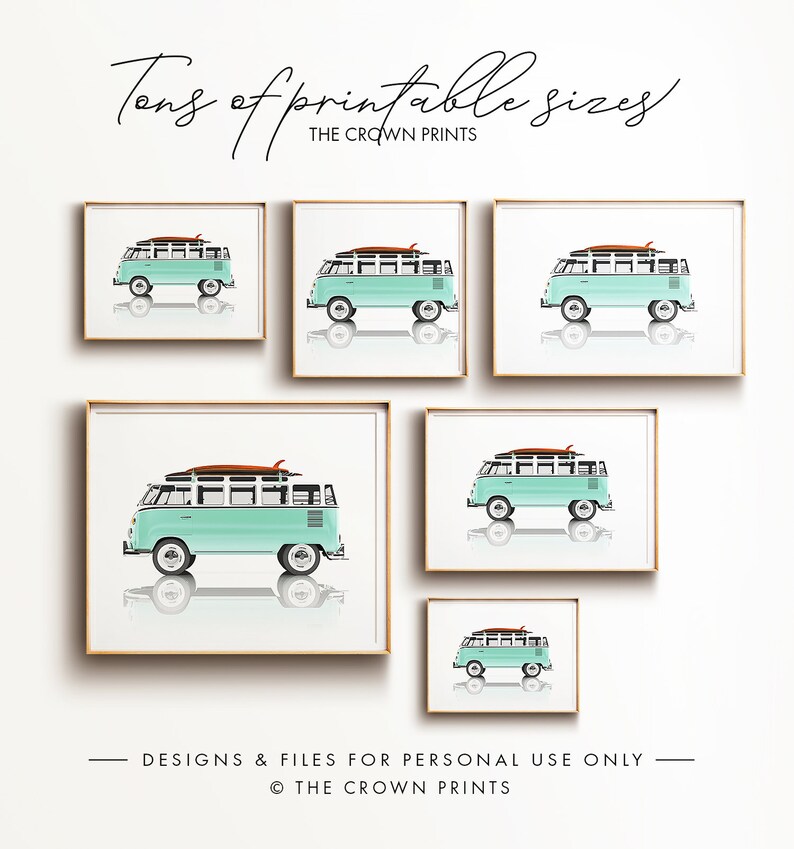VW Bus Decor PRINTABLE ART Retro posters California wall | Etsy
