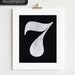 Number Seven 7 SHIPPED Print Black and White Wall Art Modern - Etsy