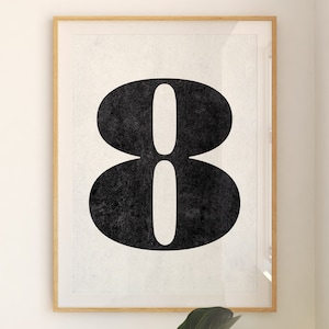 Number 8 Sign, Number Prints, PRINTABLE Art, Black and White Art ...