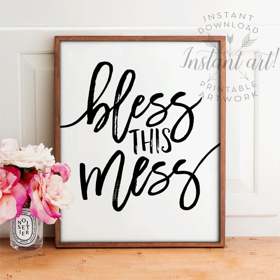 Bless this mess sign PRINTABLE art Inspirational quote Wall | Etsy