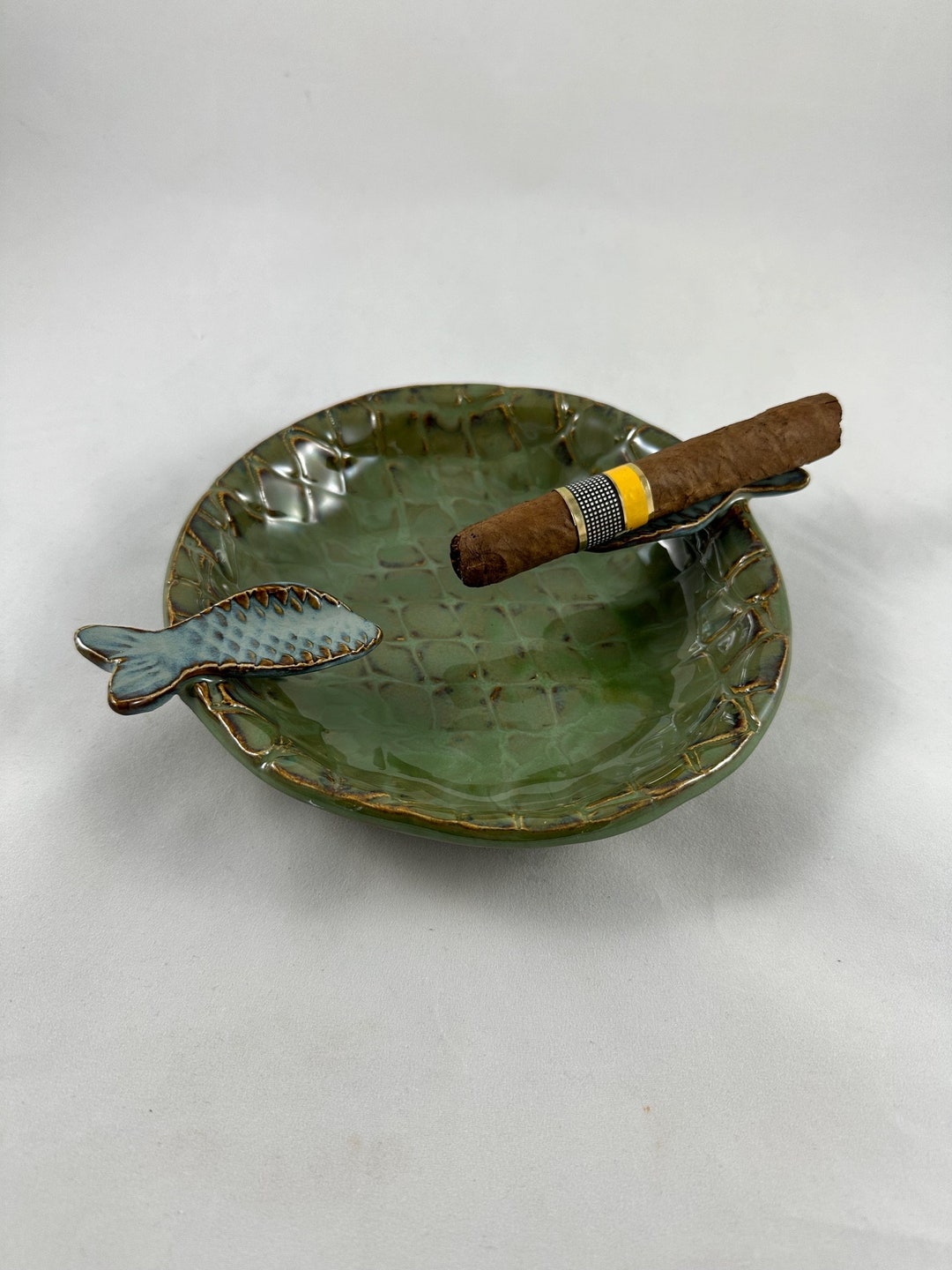 Ceramic Cigar Ashtray, Handmade Fish Cigar Tray, Gift for Him ...