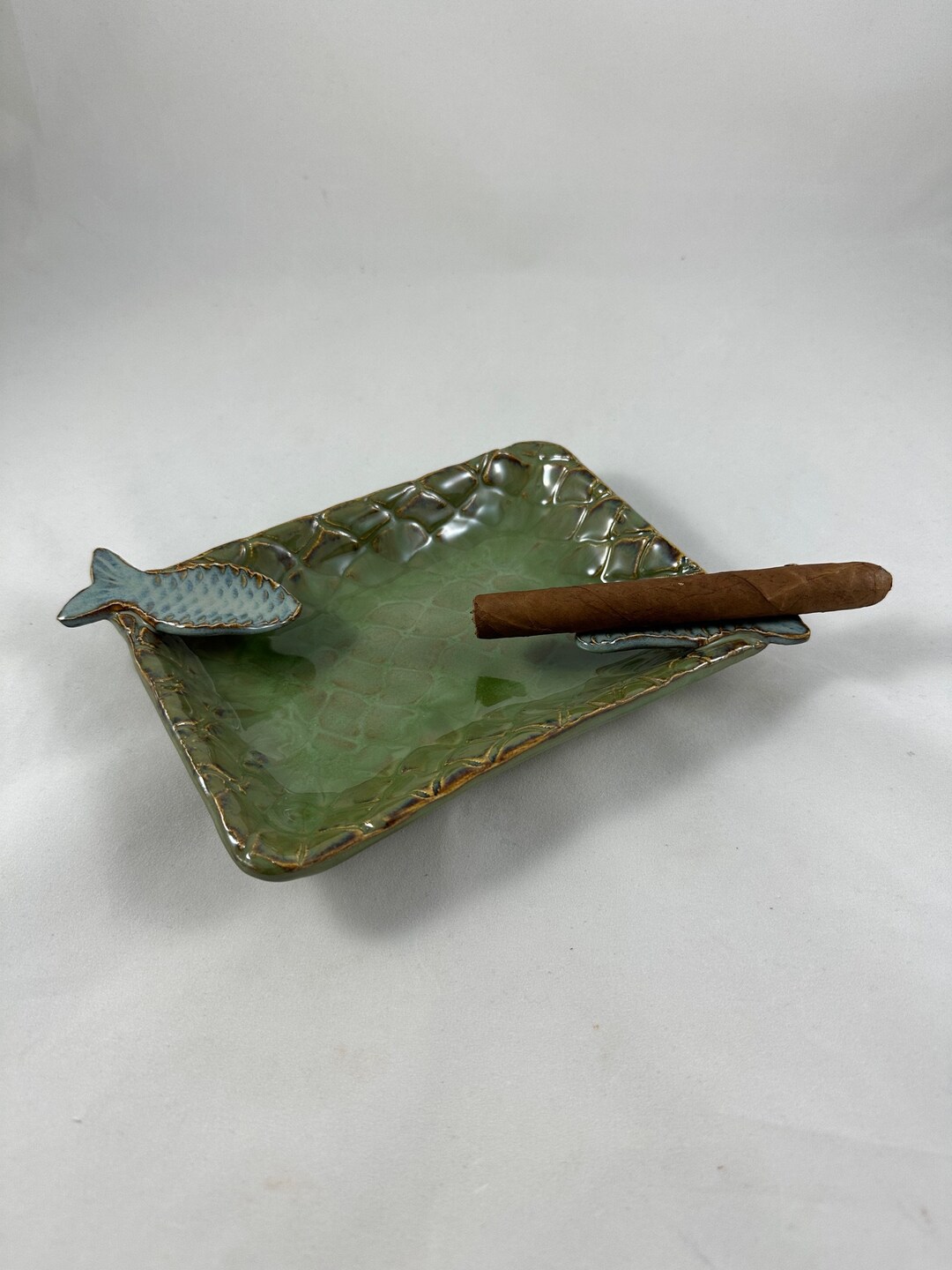 Ceramic Cigar Ashtray, Handmade Fish Cigar Tray, Gift for Him ...