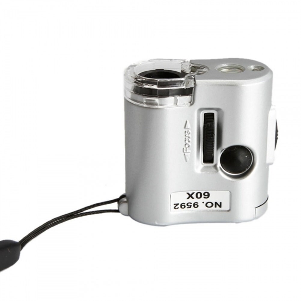 60x Mini Microscope Magnifying Loupe Magnifier With 2-LED Illumination ...