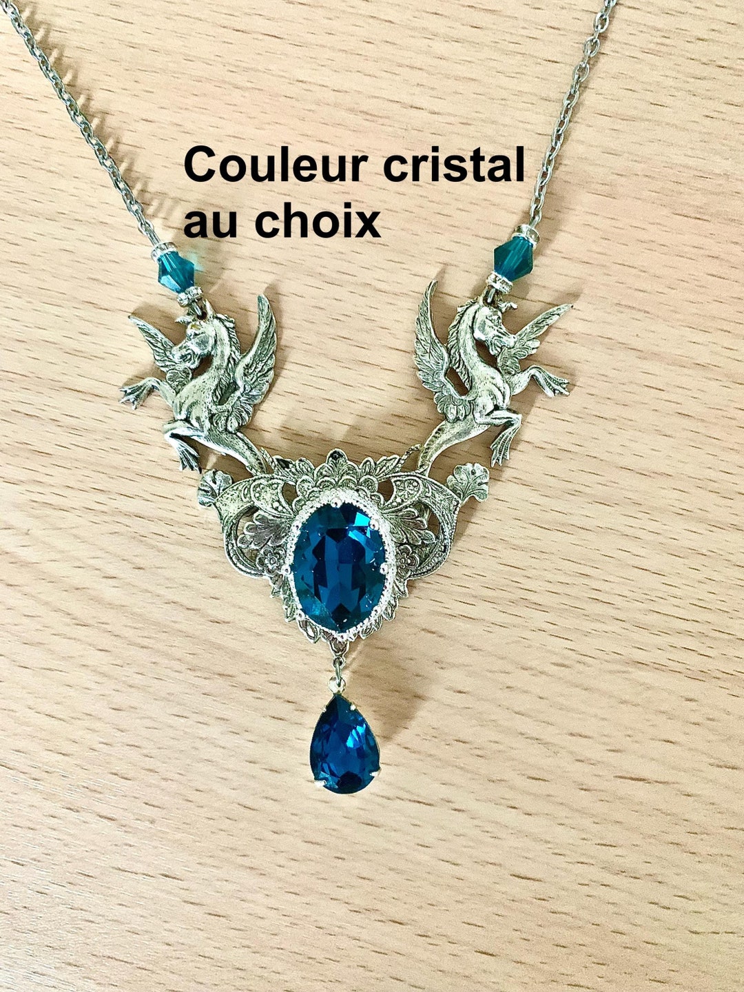 Superb Victorian Gothic Necklace Pegasus, With Emerald Swarovski ...