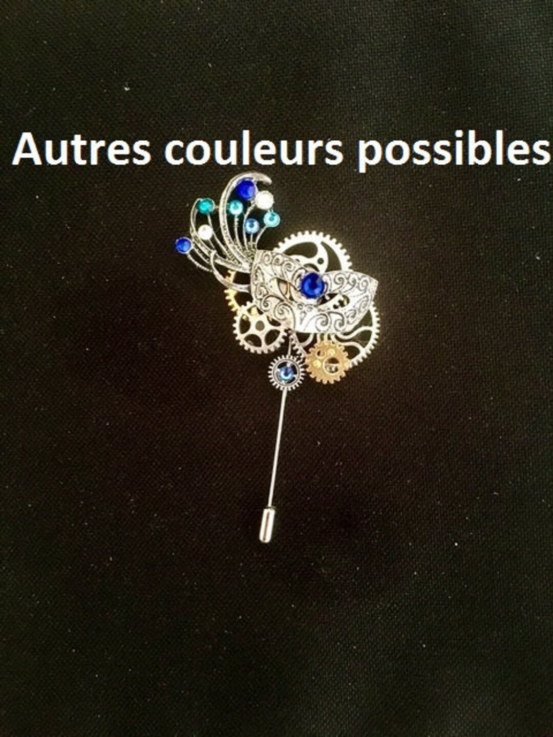 Venetian Mask Steampunk Brooch With Cogs and Swarovski Crystal ...