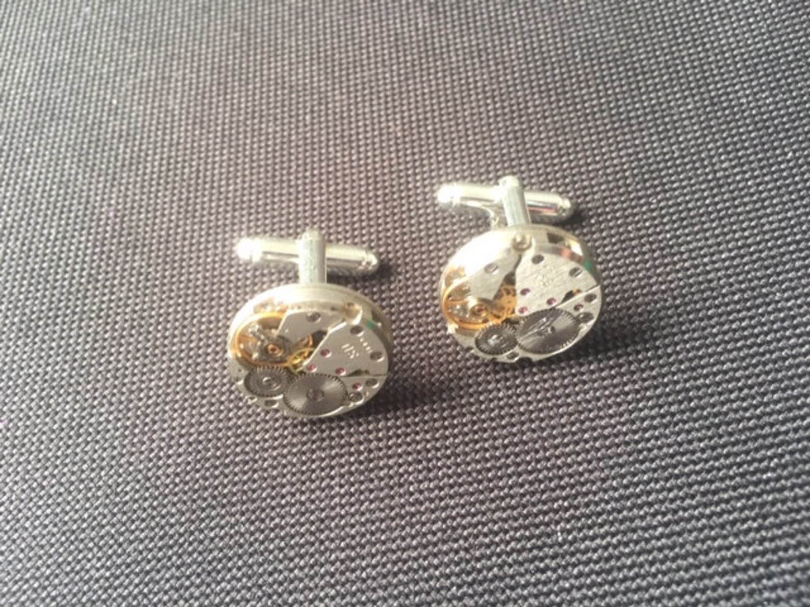 Steampunk cufflinks watch mechanism with or without Swarovski | Etsy
