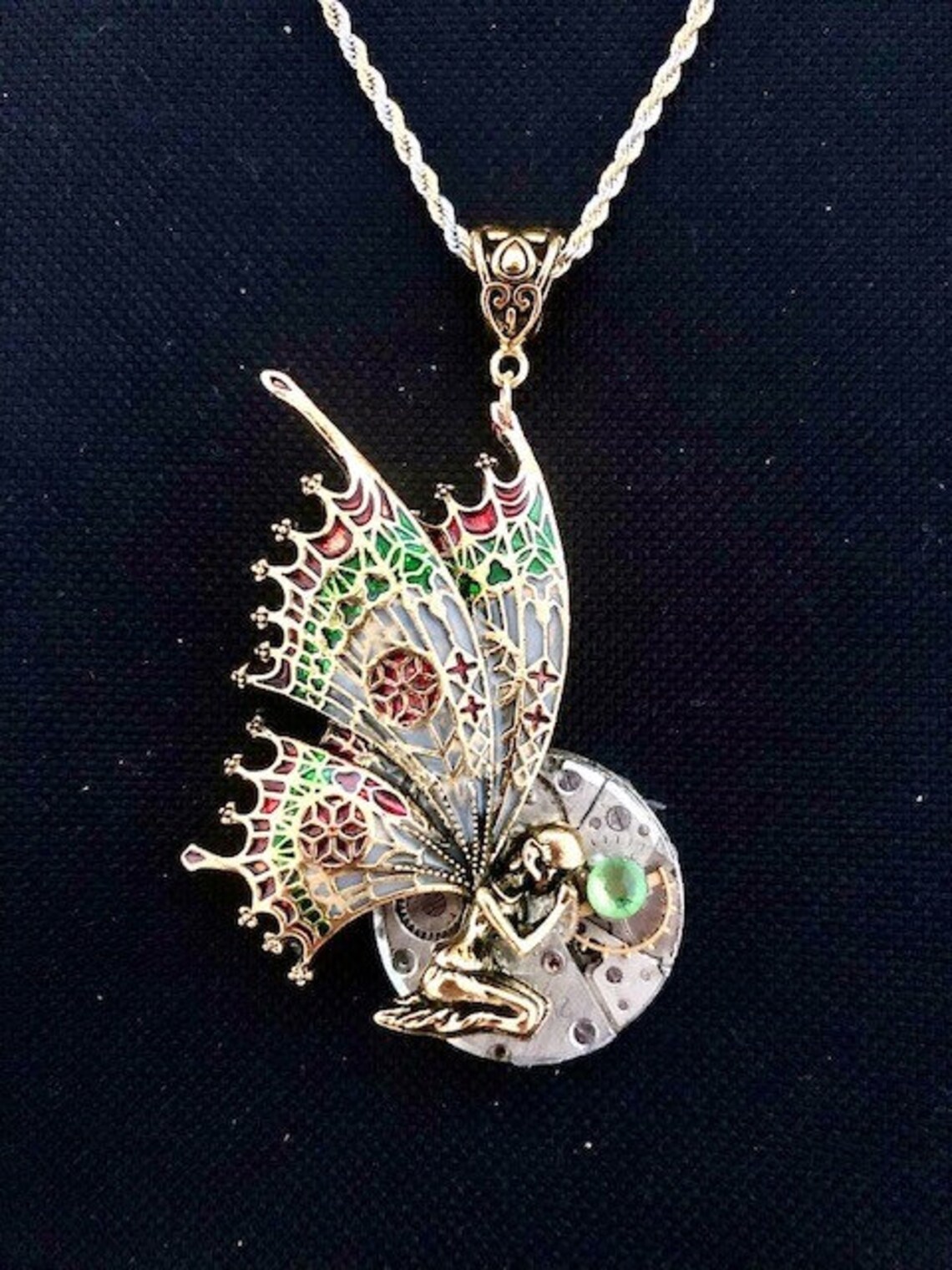 Steampunk Necklace, Elven Necklace With Watch Movement and Butterfly ...