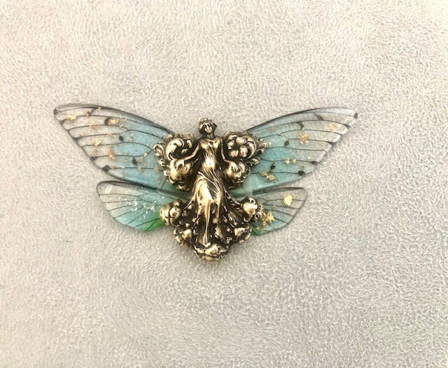 Art Nouveau Nymph Necklace Transparent Green Brown or Blue - Etsy