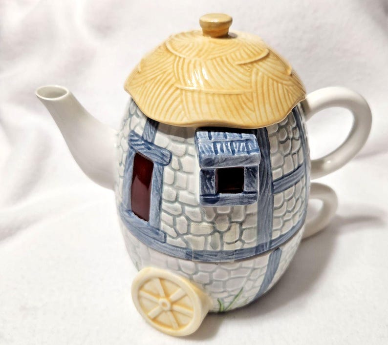 Vintage Stacking Teapot- Cottage/castle- 6 Inches Tall Boho 3 Piece - Etsy