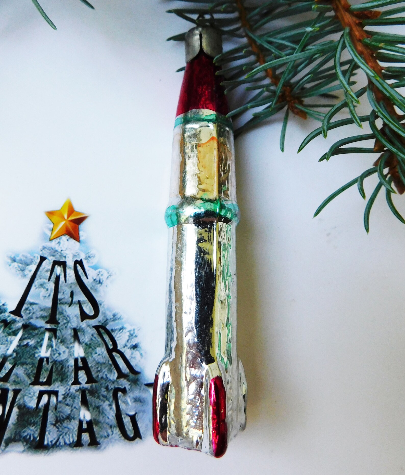 Rocket Vintage Christmas ornament space rocket astronaut | Etsy