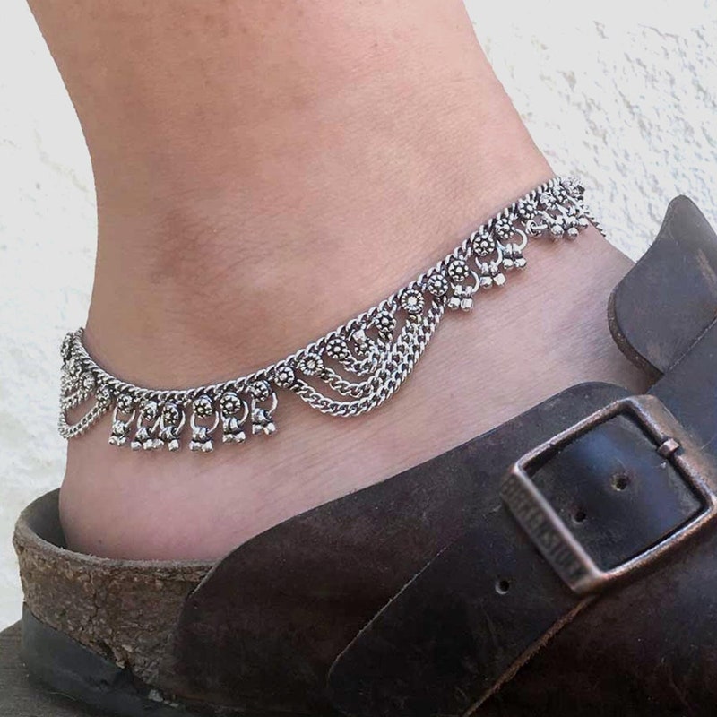 Silver Anklet - Etsy