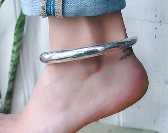 Thick Silver Anklet Solid Anklet Bracelet Brutalist Silver Anklet Jewellery Tribal Style Foot Bracelets Etsy