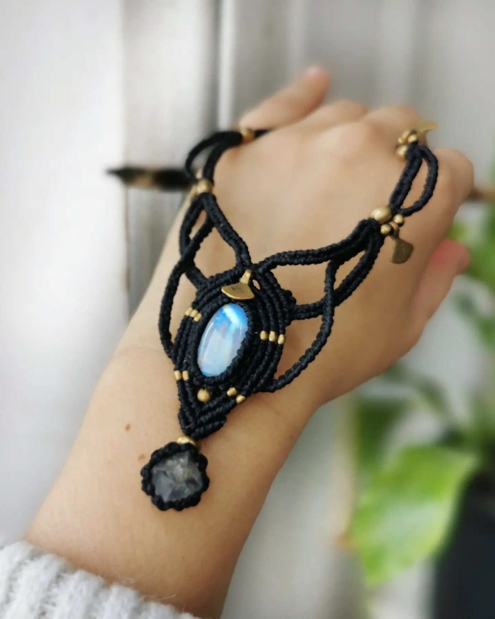 Macrame Necklace Crystal Macrame Moonstone Necklace - Etsy