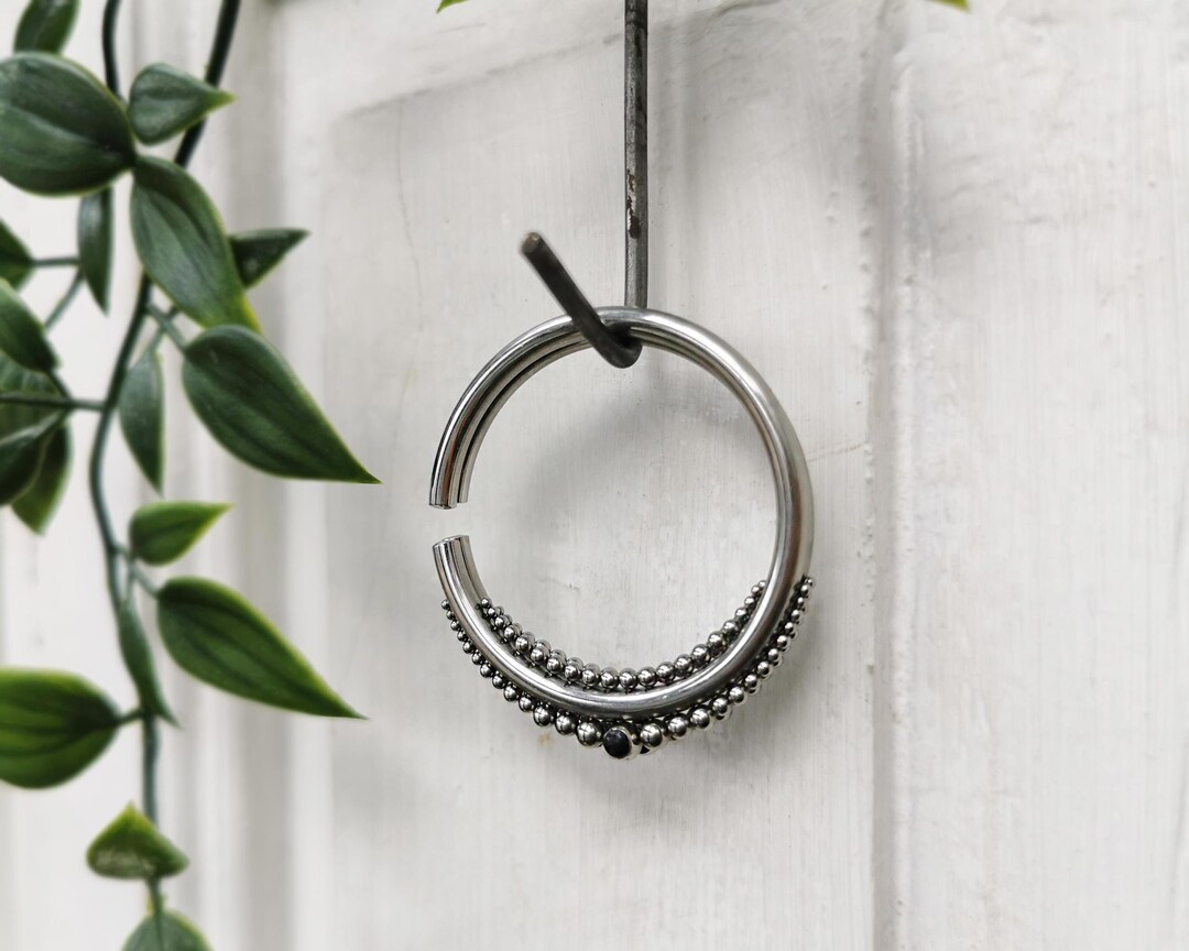 Hoop Ear Weights - Gemstone Ear Hoop Hangers - Silver Thick Hoops ...