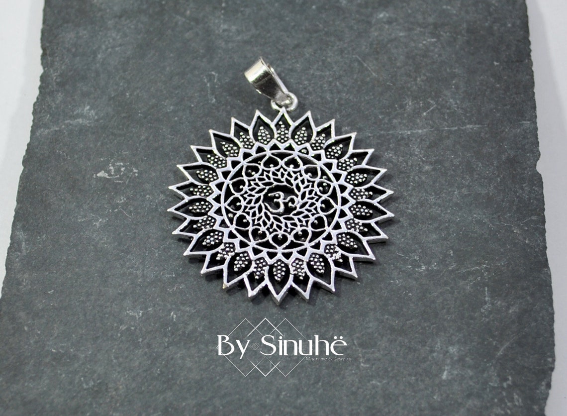 OHM CHAKRA Pendant Sacred Geometry Mandala Protector SILVER - Etsy