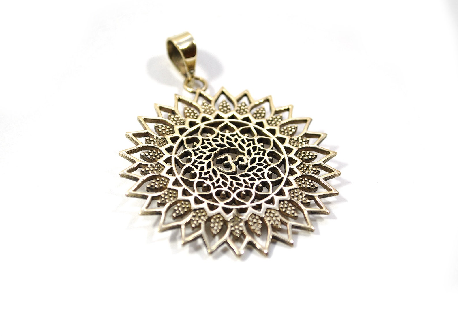 OHM CHAKRA Pendant Sacred Geometry Mandala Protector SILVER - Etsy