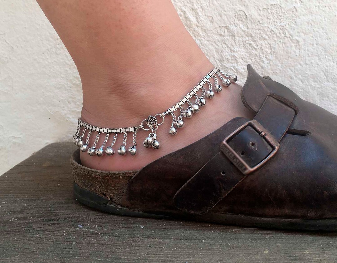 BELL ANKLET, Belly Dance Jewelry, Vintage Style, Silver Tribal Anklet ...