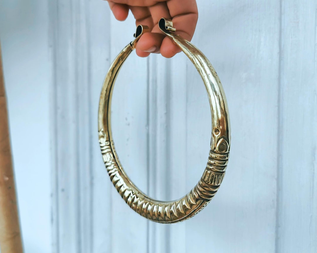 African Golden Choker Torque Necklace Engraved With Ethnic Print Carved ...