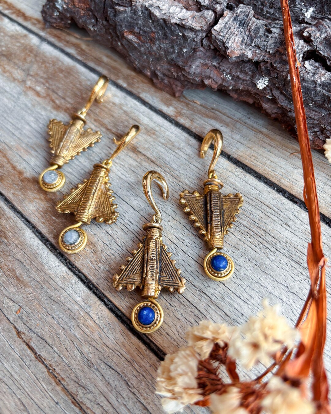 Triangle Drop Ear Weights - Ear Hangers With Tuareg Symbol and a ...