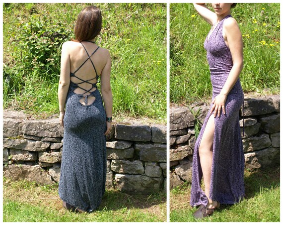LONG FITTED DRESS Open Back Long Dress Cross Back Dress - Etsy